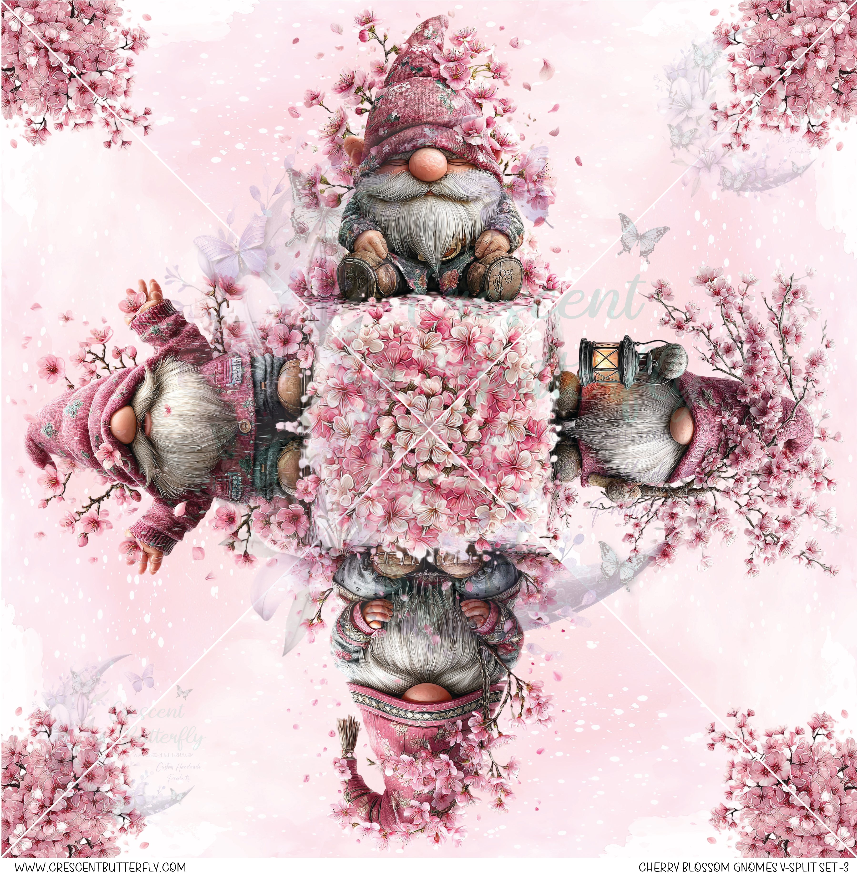 Cherry Blossom Gnomes V-Split Set-3 Printed Vinyl Sheet/Wrap – Crescent ...