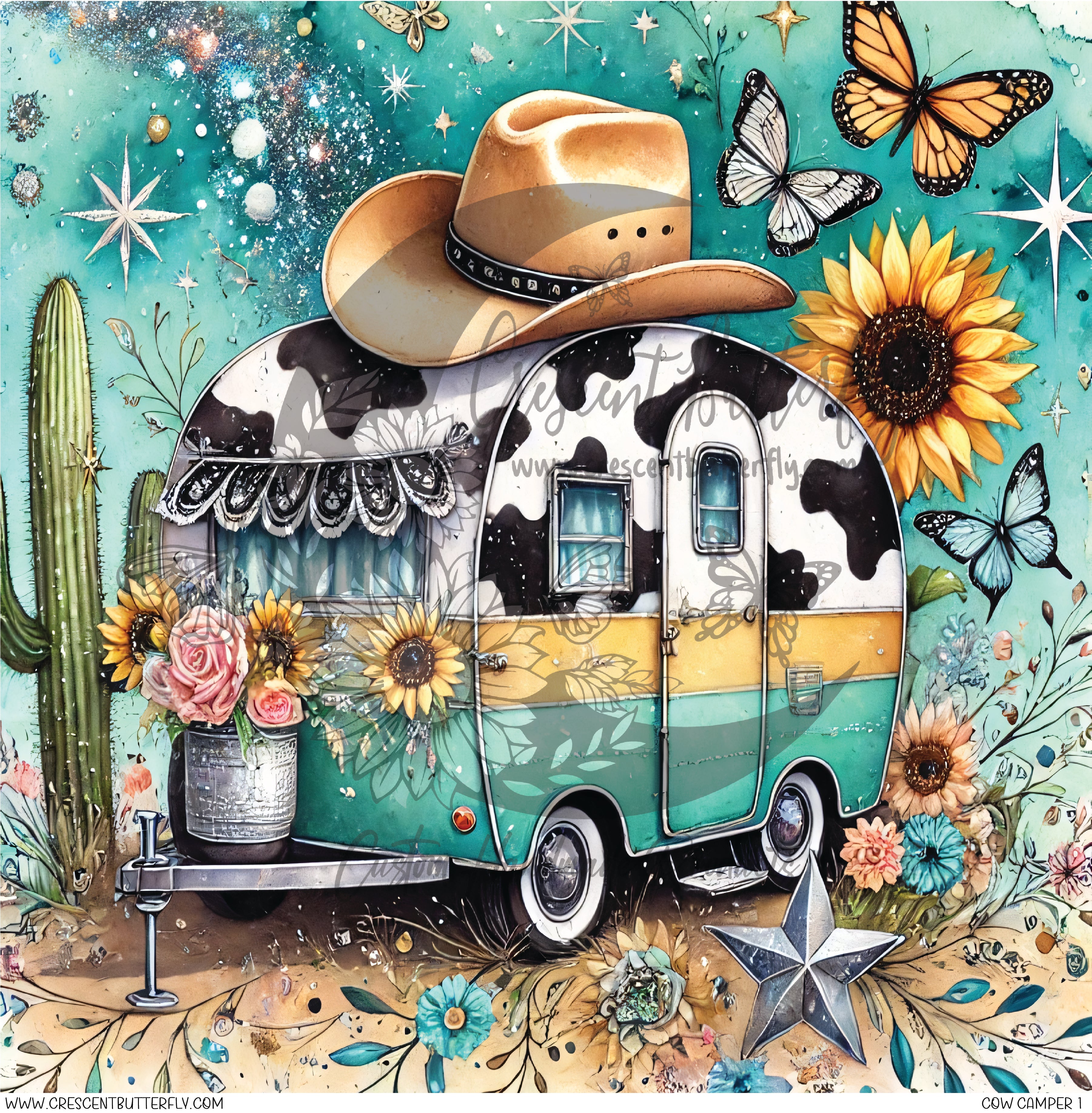 Cow Camper 1 Printed Vinyl Sheet/Wrap – Crescent Butterfly Design Co.