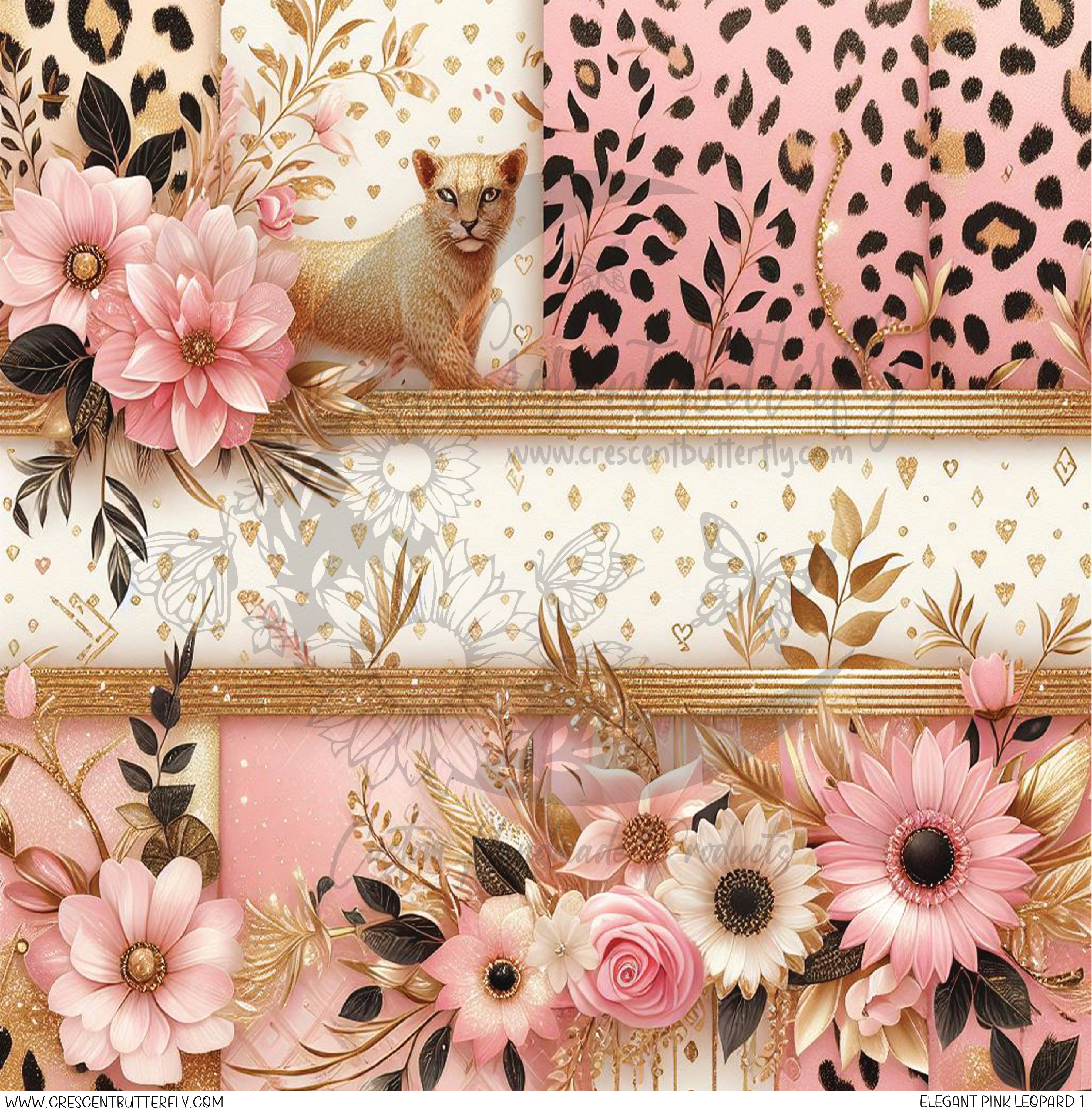 Elegant Pink Leopard 1 Printed Vinyl Sheet/Wrap – Crescent Butterfly ...