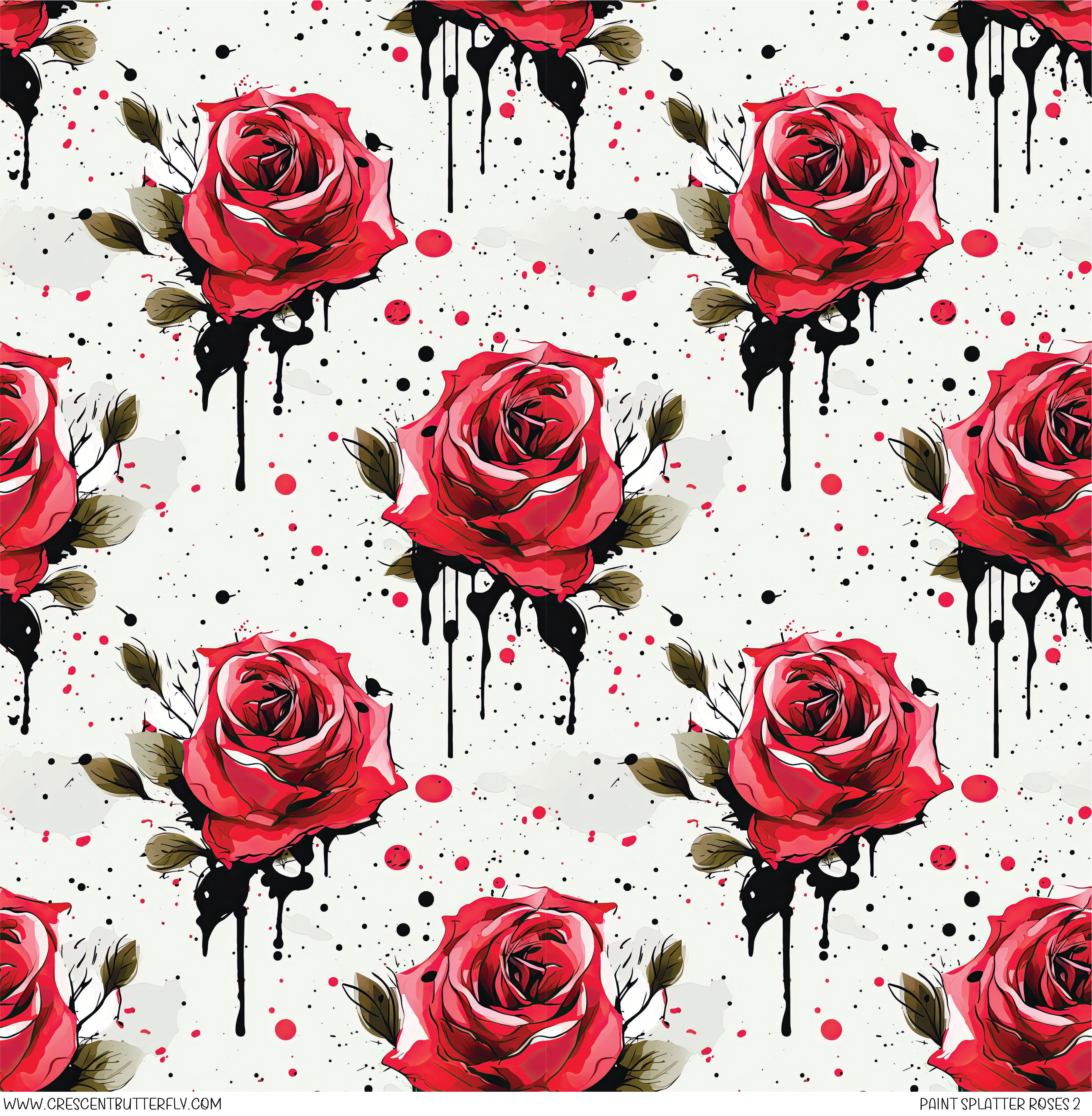 Paint Splatter Roses 2 Printed Vinyl Sheet/Wrap – Crescent Butterfly ...