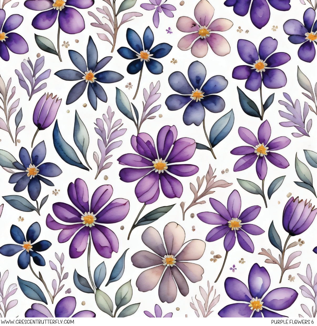 Purple Flowers 6 Printed Vinyl Sheet/Wrap – Crescent Butterfly Design Co.