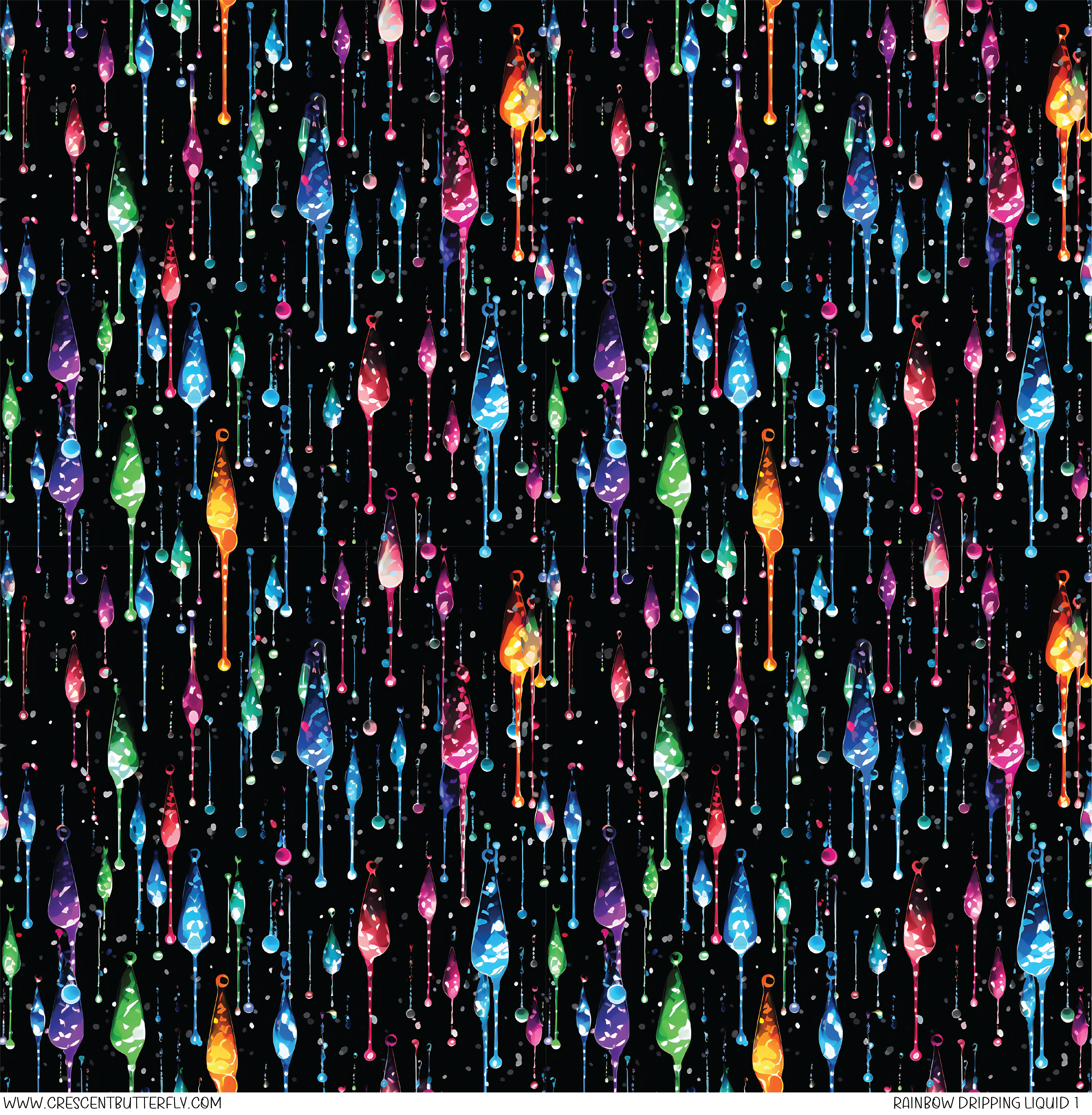 Rainbow Dripping Liquid 1 Pattern Vinyl Sheet/Wrap – Crescent Butterfly ...