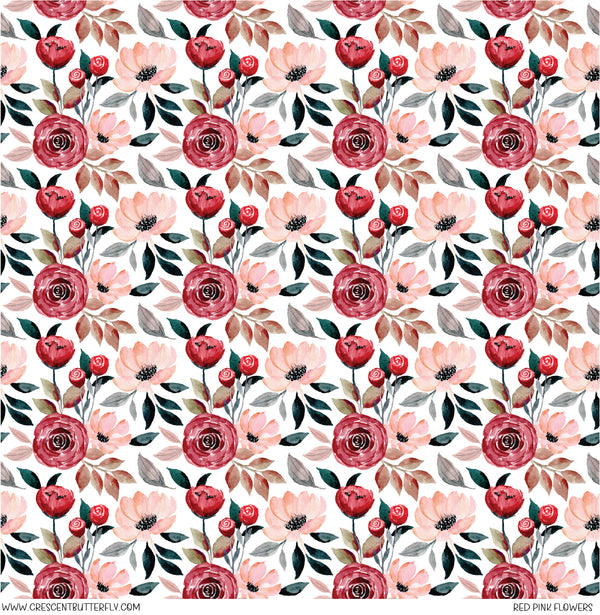 Red Pink Flowers Vinyl Sheet/Wrap – Crescent Butterfly Design Co.