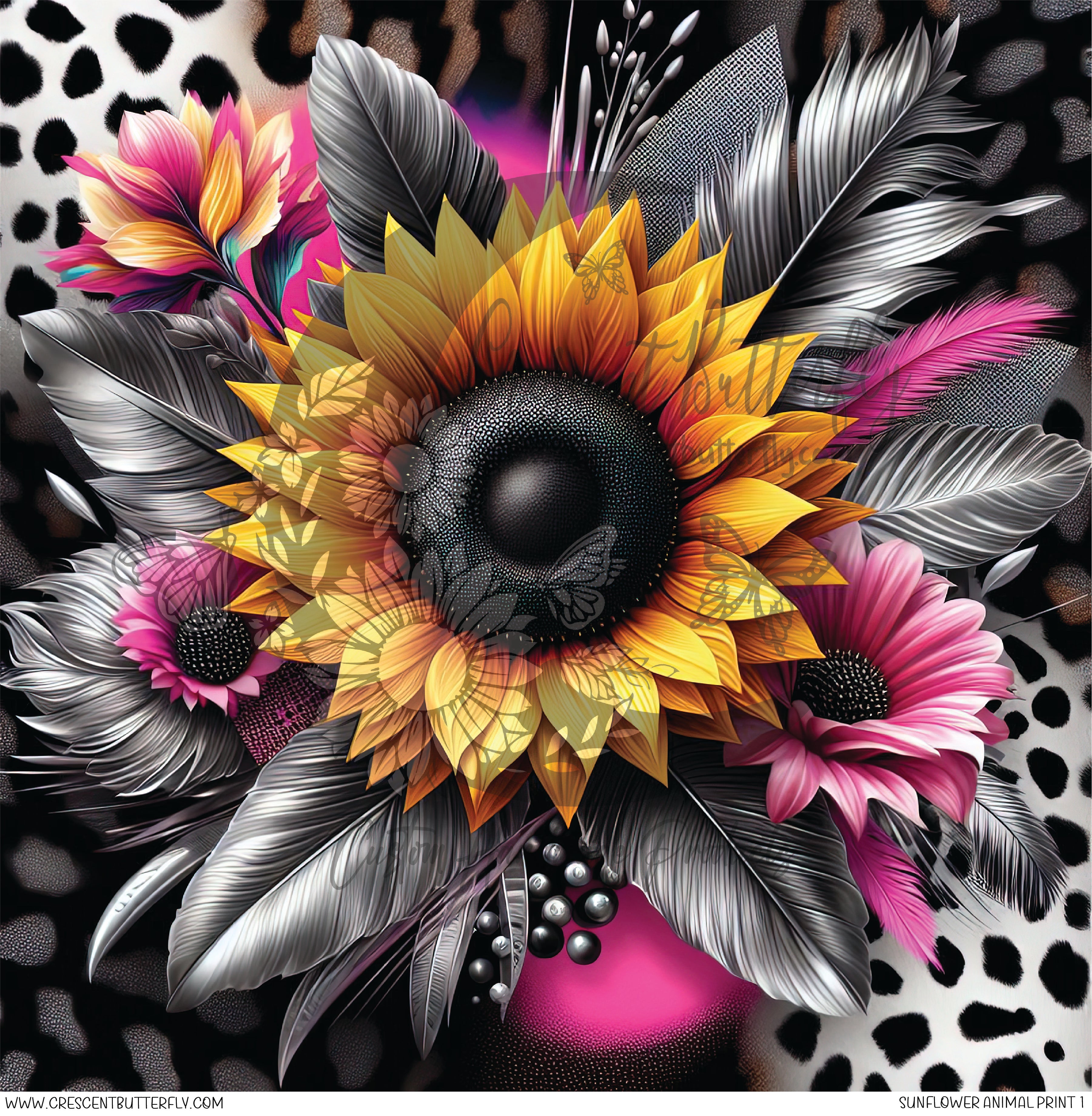 Sunflower Animal Print 1 Printed Vinyl Sheet/Wrap – Crescent Butterfly ...